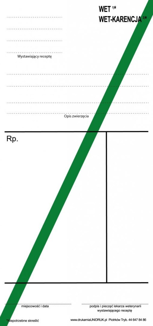 Recepta weterynaryjna - druk > UNI-DRUKarnia